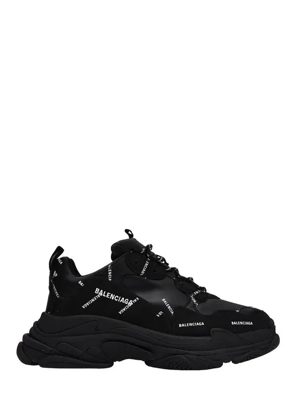 Balenciaga Triple S Allover Logo Sneakers - Black