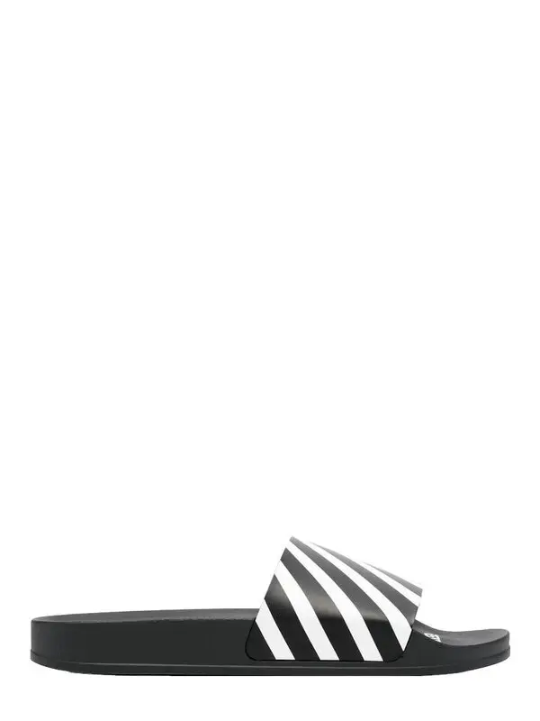 Off-White Diag Stripe Sliders - Black/white
