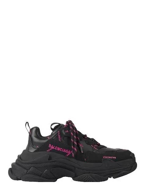 Balenciaga Triple S Allover Logo Sneakers - Black/pink
