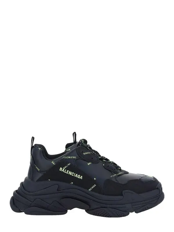 Balenciaga Triple S Allover Logo Sneakers - Black/green