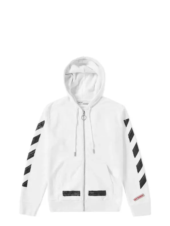 Off-White Off Diagonals Zip Hoodie - White