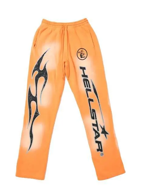 HELLSTAR Fire Orange Flare Bottom Sweatpants - Orange Dye