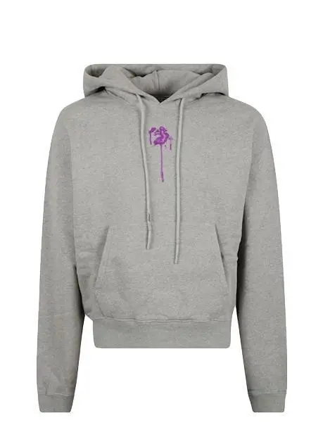 Off-White Dripped Ow Logo Over Hoodie - Melange Grey/purple