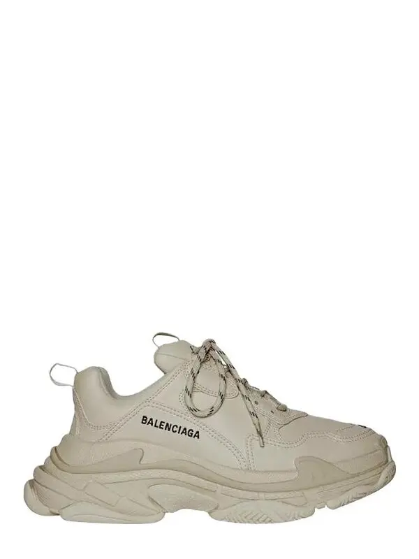 Balenciaga Triple S Faux Leather Sneakers - Beige