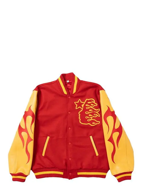 HELLSTAR Records Werewolf Letterman Jacket - Red/yellow