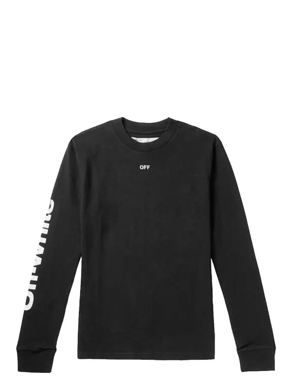 Off-White Off Off Diag Skulls Graphic Logo Print Long Sleeve T-shirt - Black/white/blue