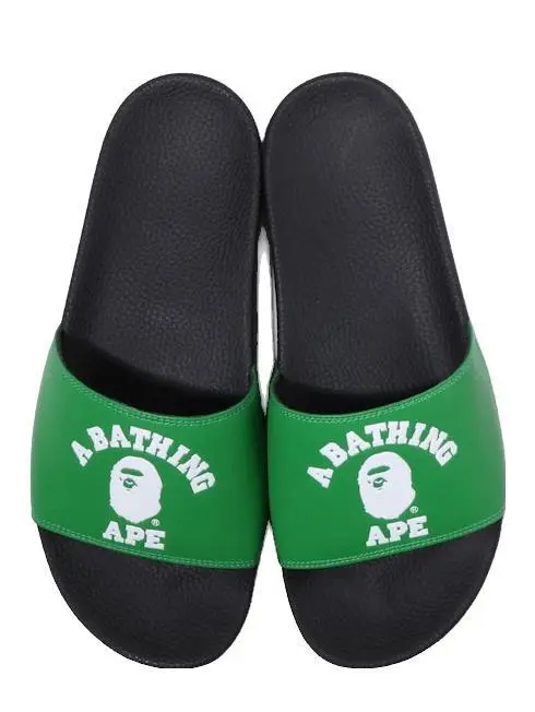 BAPE A Bathing Ape College Slide Sandal - Green/black/white
