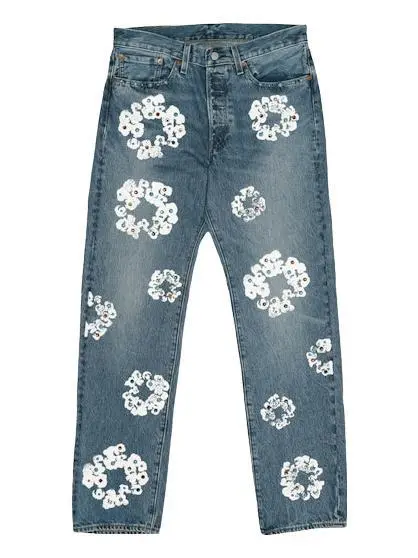 DENIM TEARS X Levi's 501 Rhinestone Wreath Jeans - Indigo