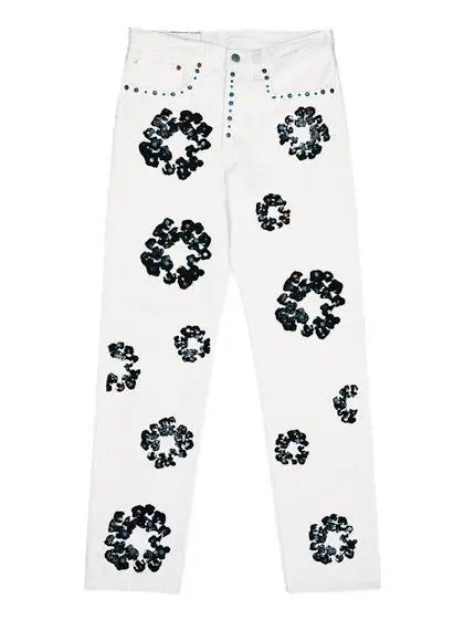 DENIM TEARS X Levi's 501 Rhinestone Wreath Jeans - White