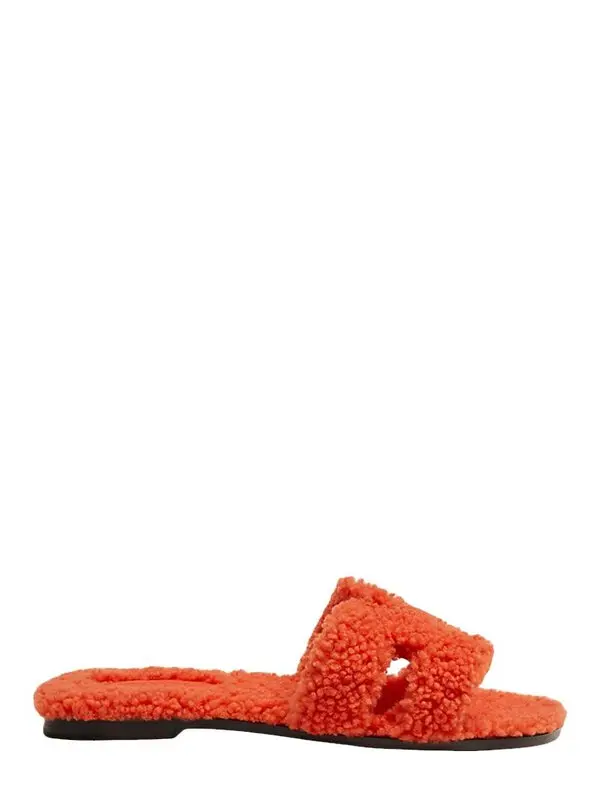 Hermès Oran Woolskin Sandal - Orange/black