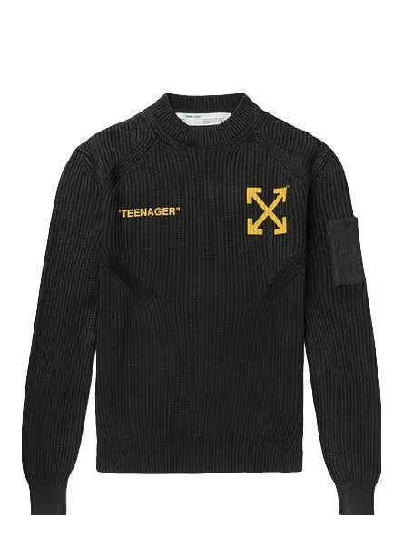 Off-White Flamed Bart Knit Sweater - Black