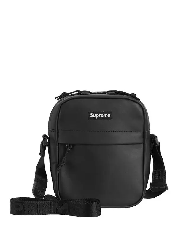 Supreme Leather Shoulder Bag - Black
