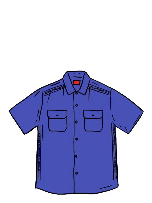Supreme Logo Rib Short Sleeve Work Shirt - Dusty Royal