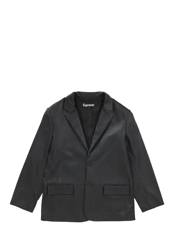 Supreme Leather Blazer Jacket - Black