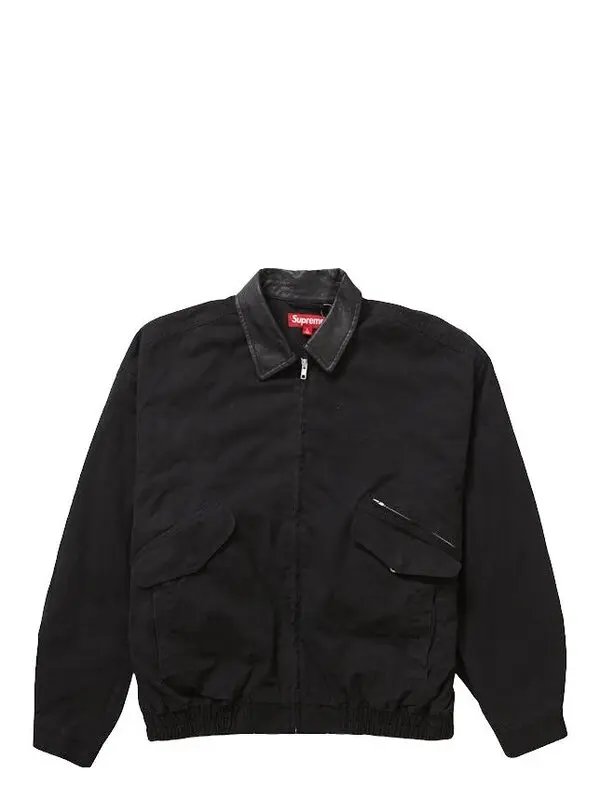 Supreme Leather Collar Utility Jacket - Black