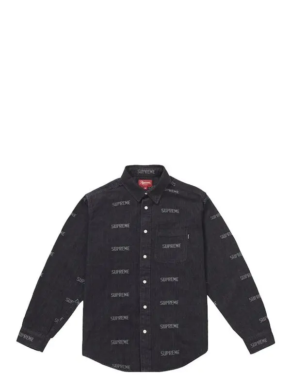 Supreme Logo Denim Shirt - Black