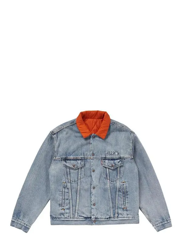 Supreme Levi's Quilted Reversible Trucker Jacket - Blue