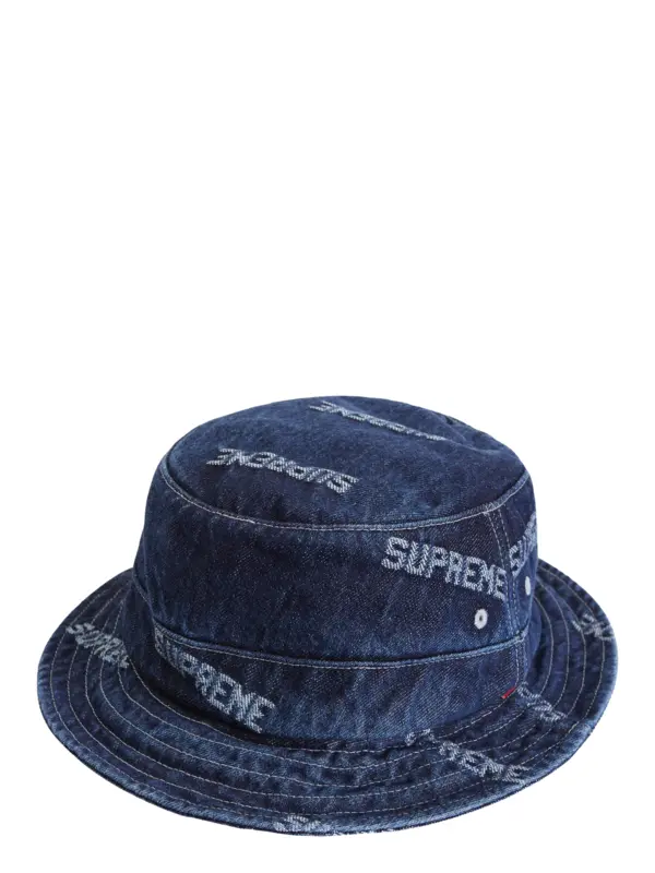 Supreme Logo Denim Crusher Hat - Blue