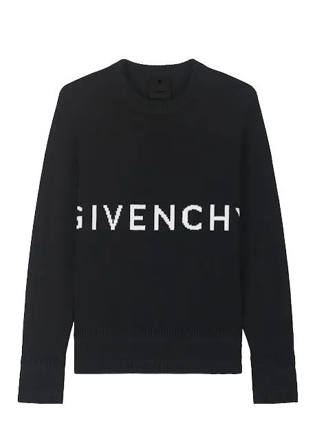 Givenchy 4g Knitted Cotton Crewneck Sweatshirt - Black