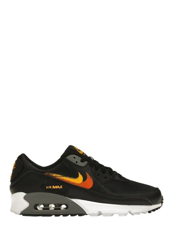 Nike Air Max 90 Spray Paint Swoosh Sneakers - Black/university Gold/white