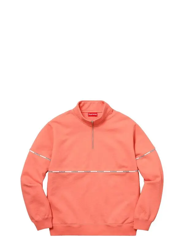Supreme Logo Piping Half Zip Sweatshirt - Coral