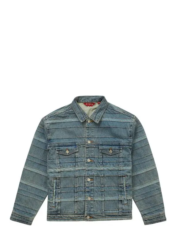 Supreme Layered Denim Trucker Jacket - Washed Blue