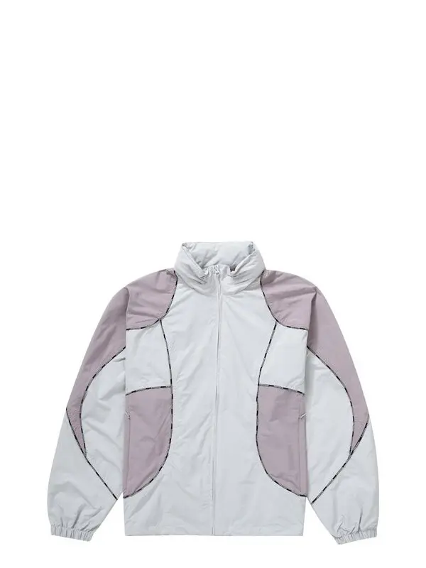 Supreme Logo Piping Hooded Track Jacket - Grey