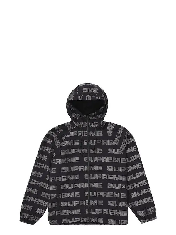 Supreme Logo Ripstop Hooded Track Jacket - Black