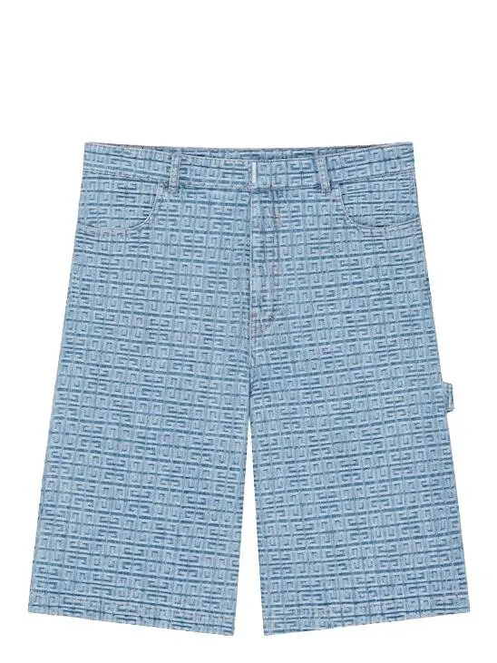Givenchy 4g Denim Carpenter Bermuda Shorts - Light Blue