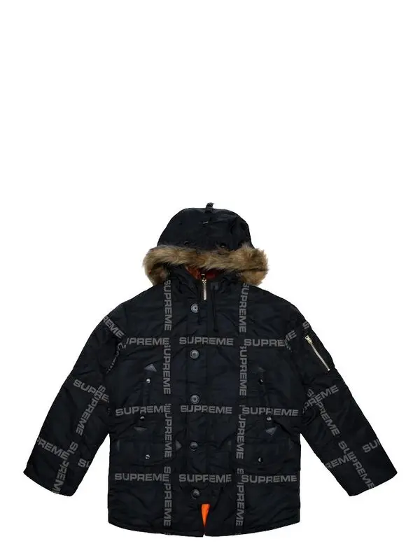 Supreme Logo Tape N3b Parka - Black