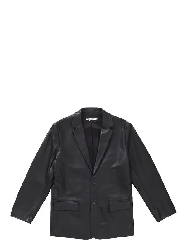 Supreme Leather Blazer Jacket - Black