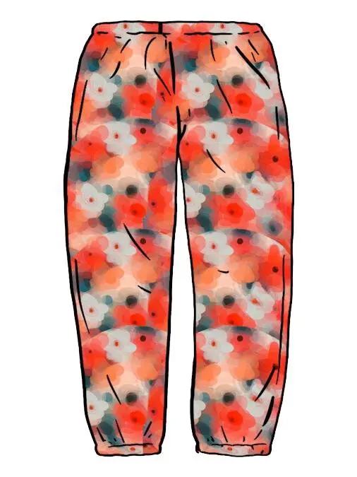 Supreme Floral Belted Pant - Red