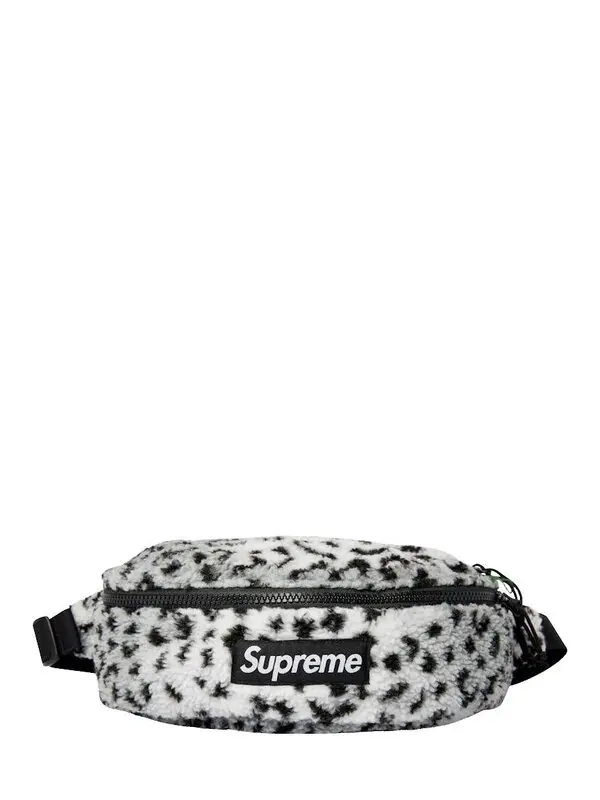 Supreme Leopard Fleece Waist Bag - White