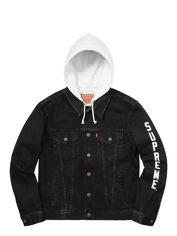 Supreme Levis Fleece Hood Trucker Jacket - Black
