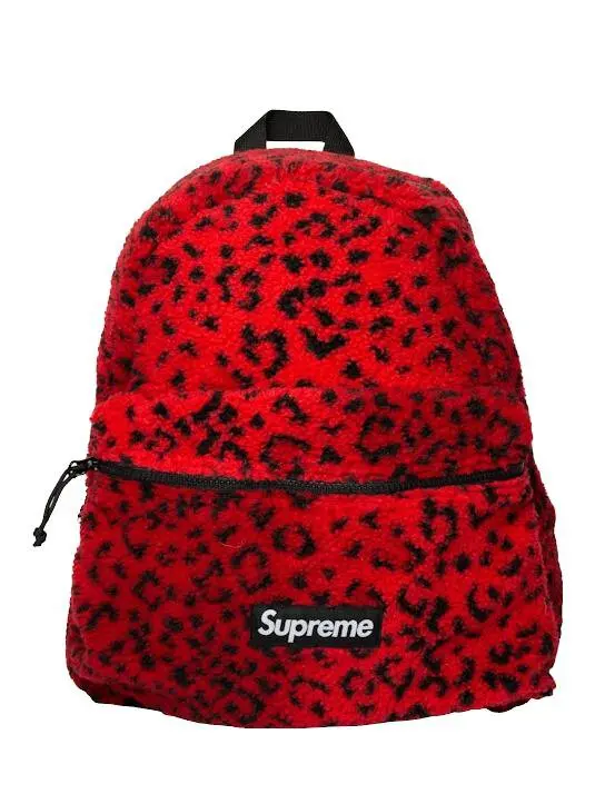 Supreme Leopard Fleece Backpack - Red