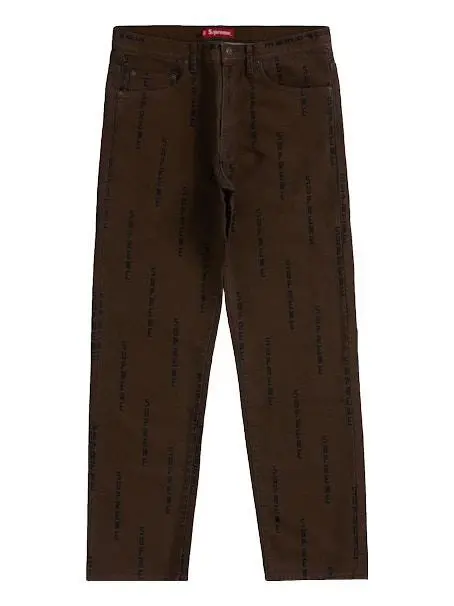 Supreme Logo Stripe Jacquard Regular Jean - Brown