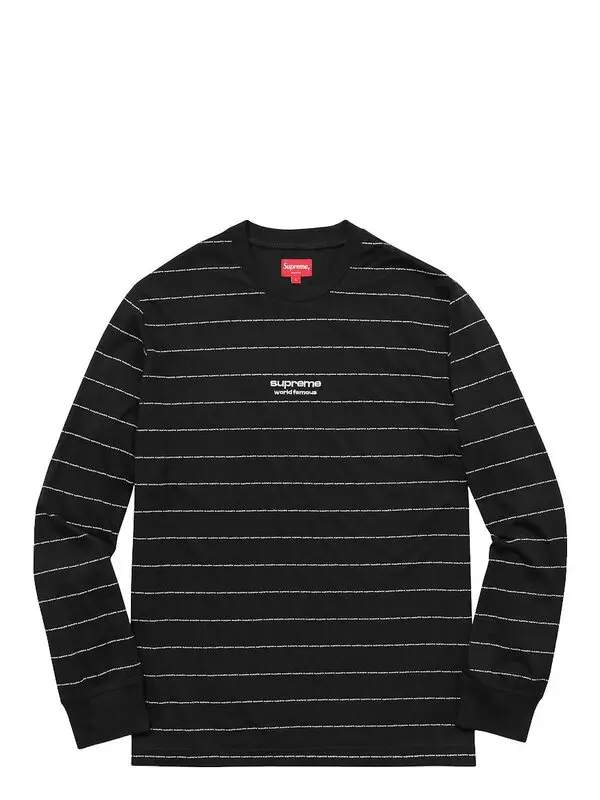 Supreme Logo Stripe Long Sleeve Top - Black