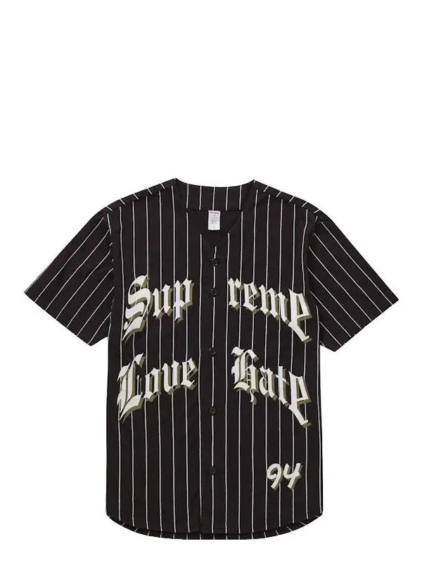 Supreme Love Hate Baseball Jersey - Black