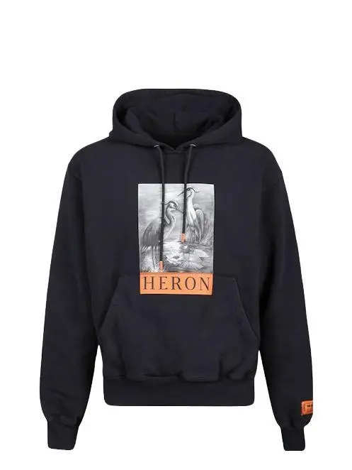 Heron Preston Herons Sketch Hooded Sweatshirt - Black/white/orange