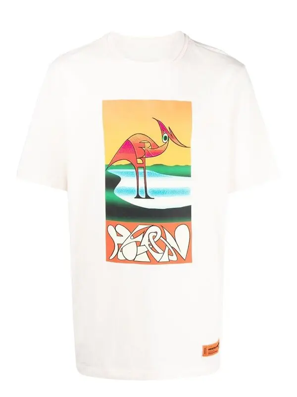Heron Preston Abstract Heron Print T-shirt - White/orange