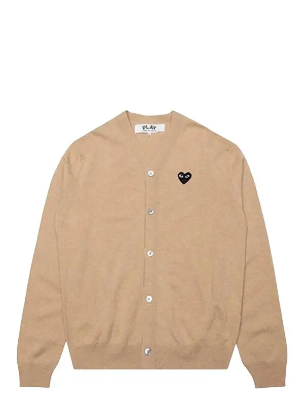 Play Comme Des Garcon Heart Knit Cardigan - Tan