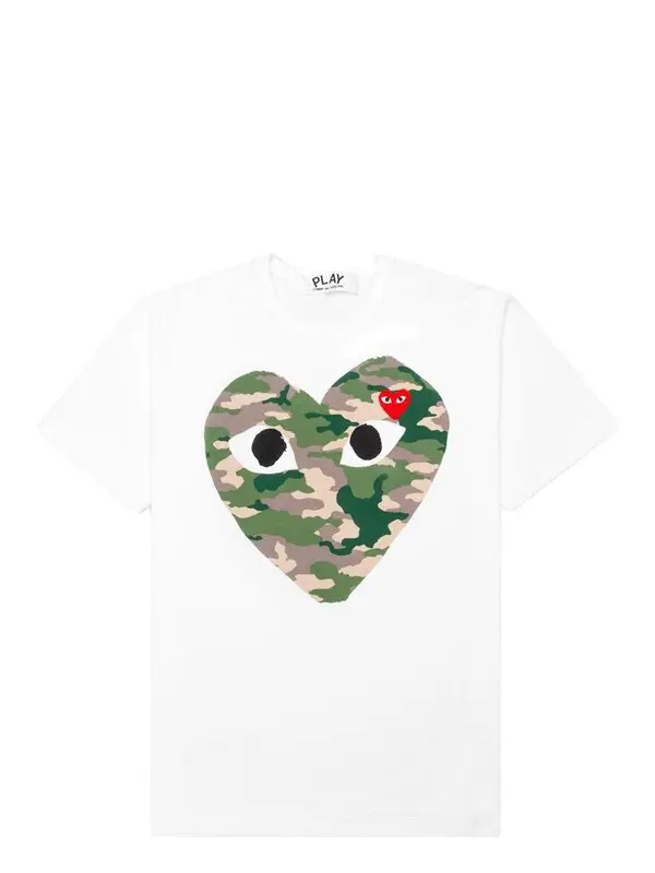 Play Comme Des Garcon Camouflage Heart T-shirt - White