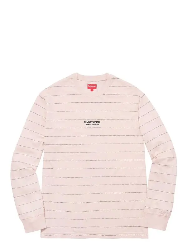 Supreme Logo Stripe Long Sleeve Top - Pale Peach