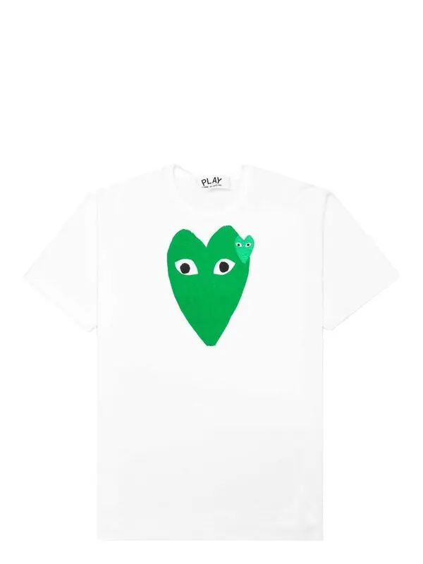 Play Comme Des Garcon Green Hearts T-shirt - White