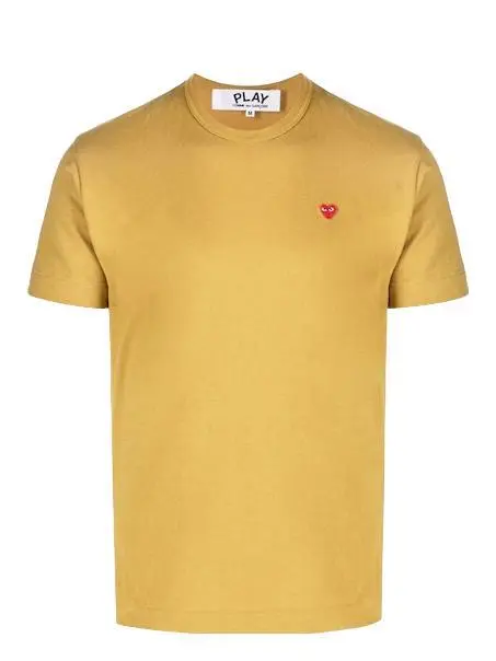 Play Comme Des Garcon Logo Patch Shortsleeve Tee Shirt - Yellow/red