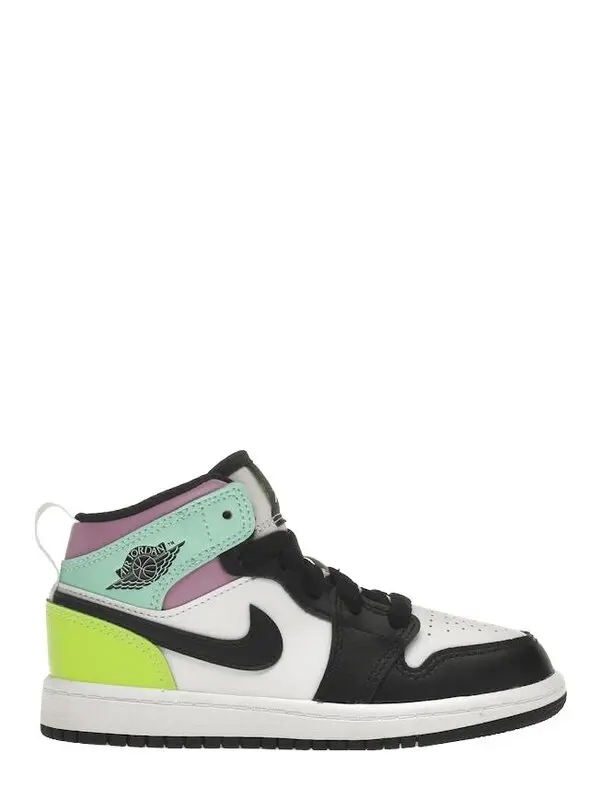 JORDAN 1 Mid Pastel Toe - White/black/volt