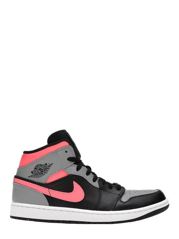 JORDAN 1 Mid Sneakers - Black/hot Punch/light Smoke Grey