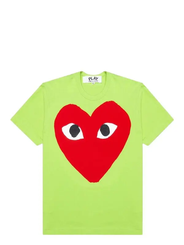 Play Comme Des Garcon Pastelle Red Heart T-shirt - Green