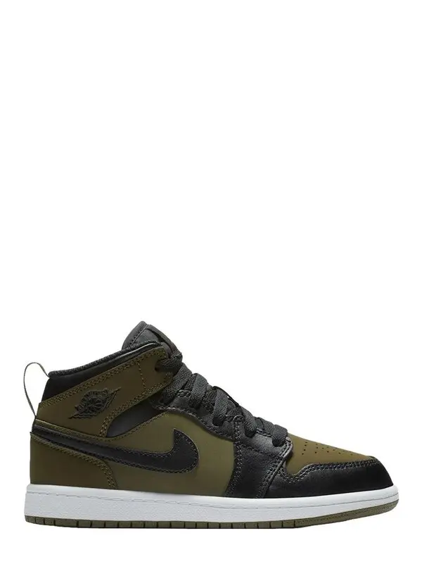 JORDAN 1 Mid High-top Sneakers - Olive Canvas/black/white