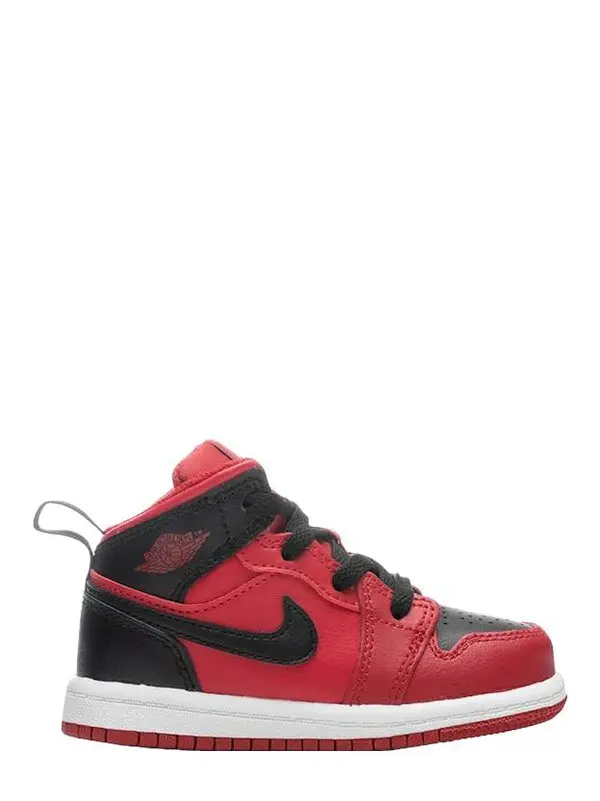 JORDAN 1 Mid Reverse Bred Sneakers - Varsity Red/black/white